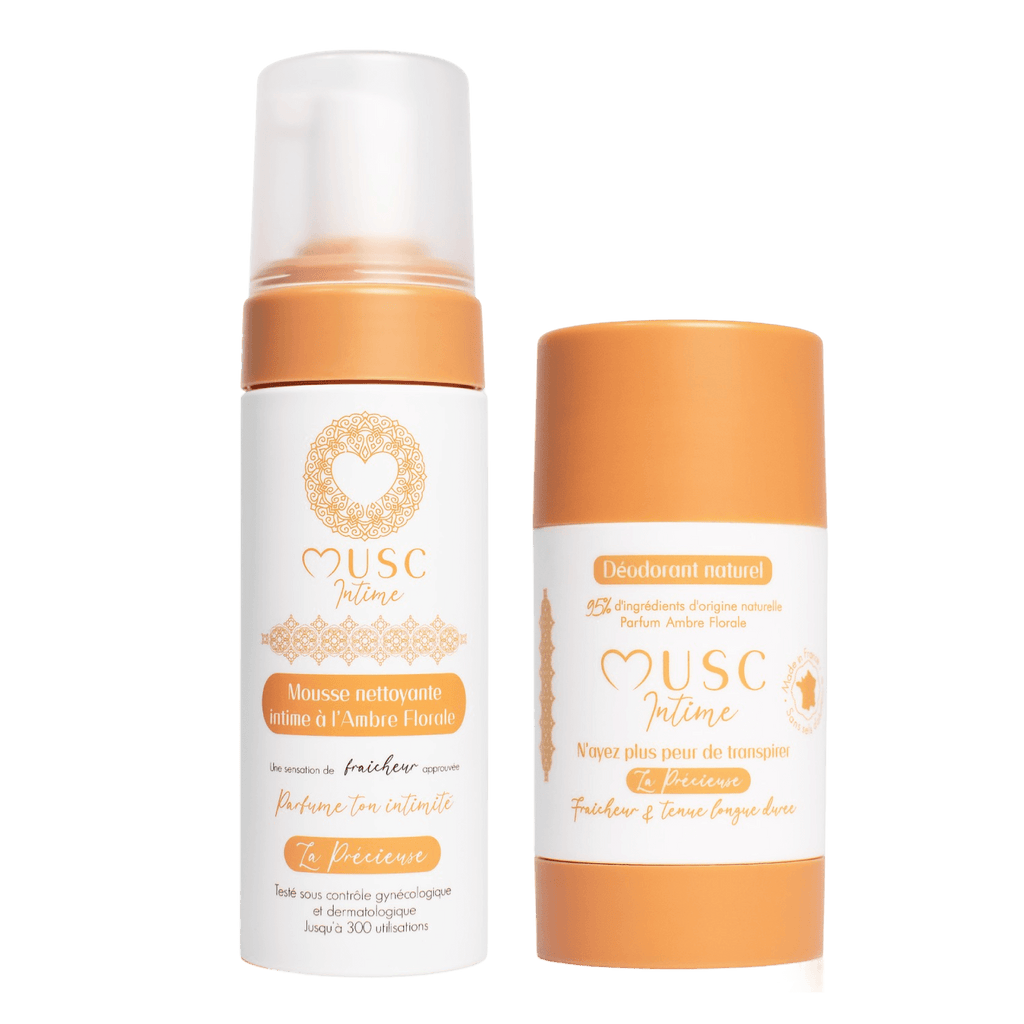 Mousse Nettoyante + Déodorant naturel Amber Flower – Musc Intime